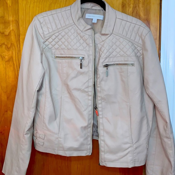 New York & Company | Jackets & Coats | Cream Leather Jacket | Poshmark